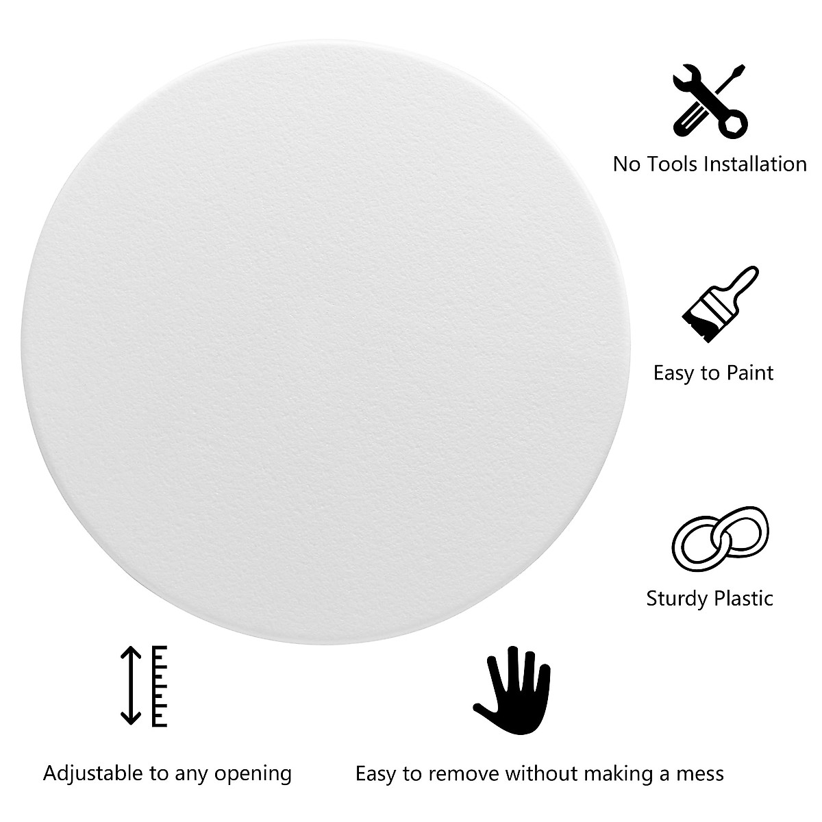 Easy-Exs 10" Round Access Panel for Ceiling and Wall - Adjustable from 6 to 9 inches - Ceiling Hole Cover - for Electrical, Plumbing, Cables, HVAC, Speaker and LED Holes - Durable Plastic Panel
