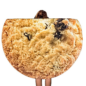 Touchish Raisin Cookies Funny Blanket Novelty Realistic Food Throws Soft Cozy Flannel Round for Nap, Home Decor, Party. Kids Child Gift 47x47 in for Small