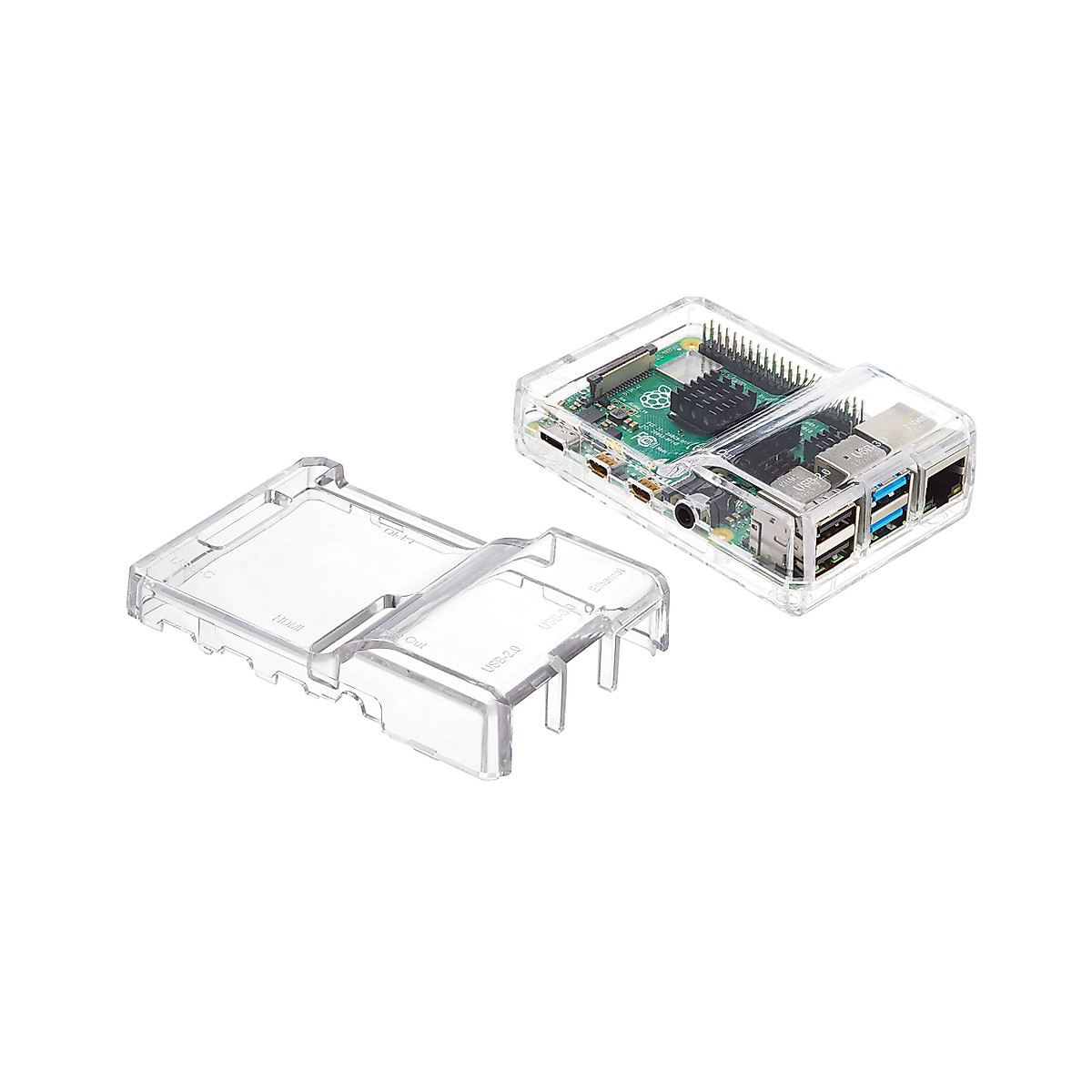 Vilros Clear Transparent Slim Compact Case for Raspberry Pi 4-Includes Sealed and Open Cover Options