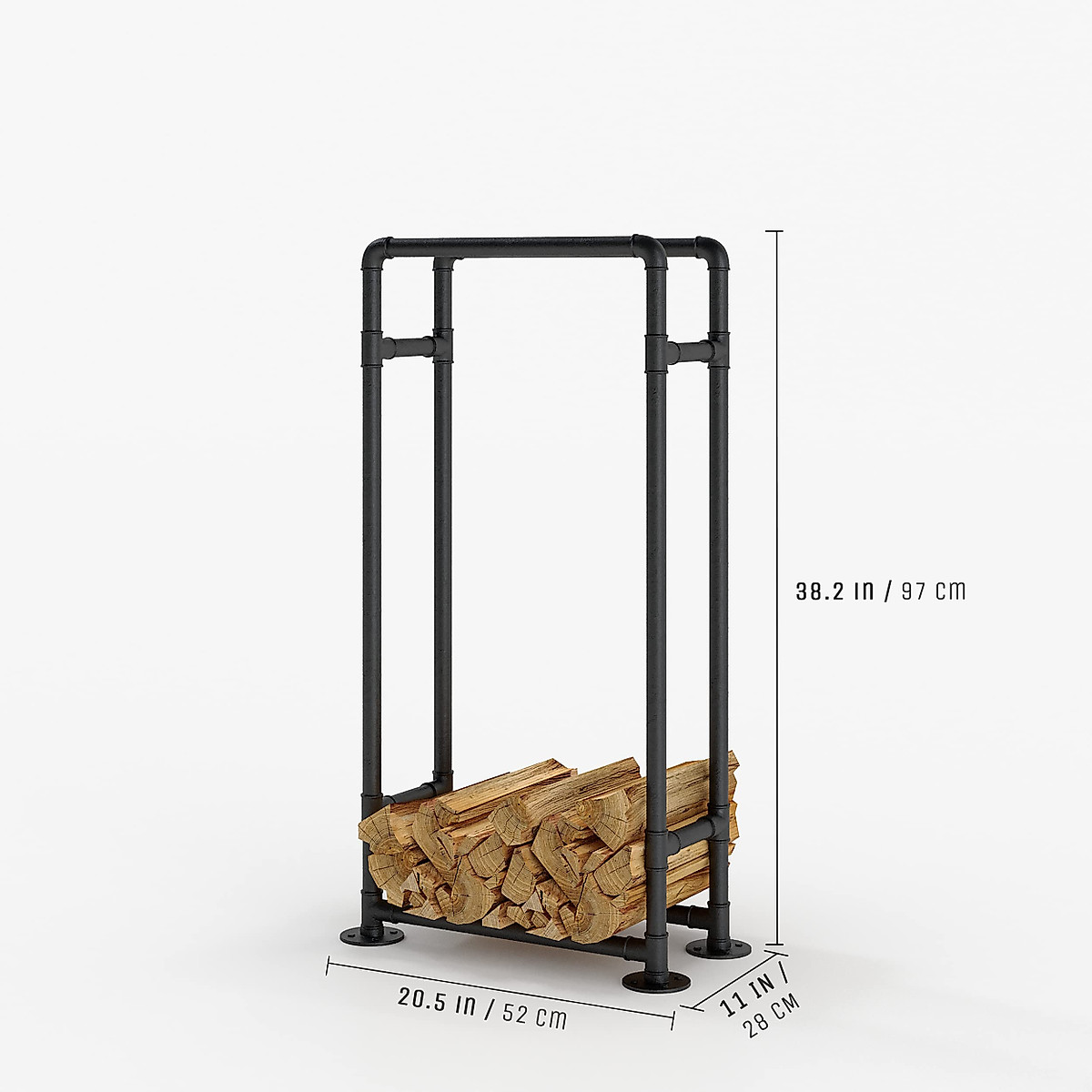 pamo Firewood Rack - OTTO - Heavy Duty Industrial Pipe Firewood Rack Indoor and Outdoor for Fireplace/Firepit - firewood holder outdoor - fire wood holder indoors - Wood Rack
