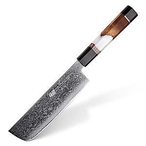FINDKING 7 Inch Nakiri Chef Knife, Sharp Japanese Vegetable Knife, Sturdy Milk Street Knife, Stylish Usuba Knife, Perfect Home Cook's Knife (BLACK-ROSE Series)