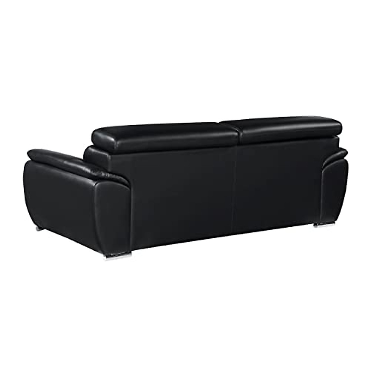 Blackjack Furniture 4571 Veal Collection Leather Upholstered Modern Living Room Chair, Loveseat, Sofa, Black