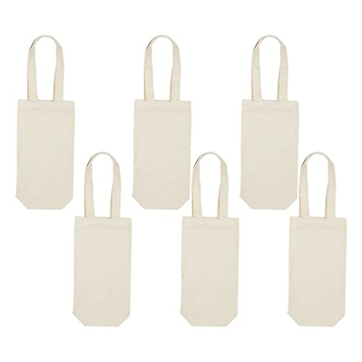 Canvas Wine Carrying Bags with Handles, Bottle Gift Totes (6 Pack)