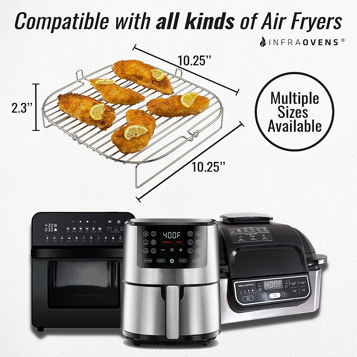 Air Fryer Accessories Compatible with Instant Pot Vortex, Cosori, Ultrean, Chefman, Breville + More, Air Fryer Rack, Air Fryer Cheat Sheet Guides, Air Fryer Liners and Cleaner Brush by INFRAOVENS