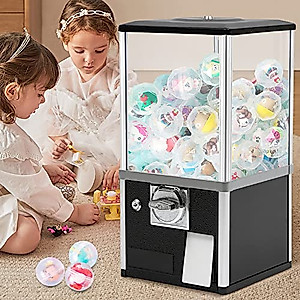 Commercial Vending Machine, Candy Gumball Vending Machine Gumball Bank Candy Vending Machine Prize Machine for 1.18-2.17in Toys/Candies, 11.42 * 10.24 * 20.87 in (Black)