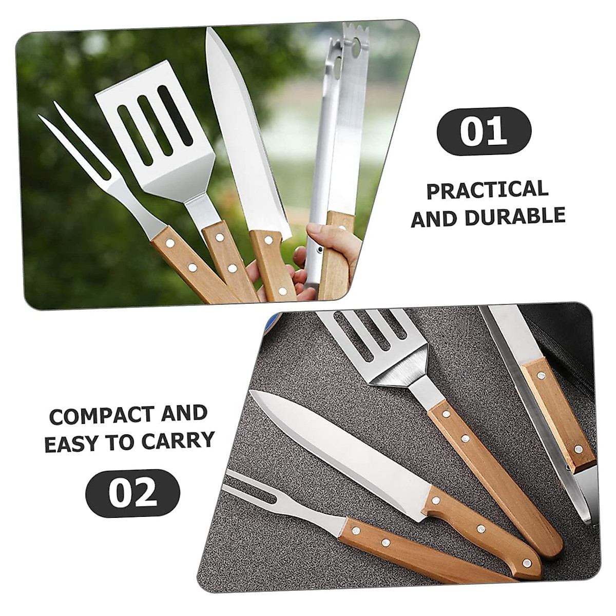 Happyyami 1 Set Barbecue and Fork Tools Poultry Serving Fork Chef Carving Fork Barbecue Cutter Grilling Accessories Kit Barbecue Kitchen Fork Stainless Steel Travel Chicken Household