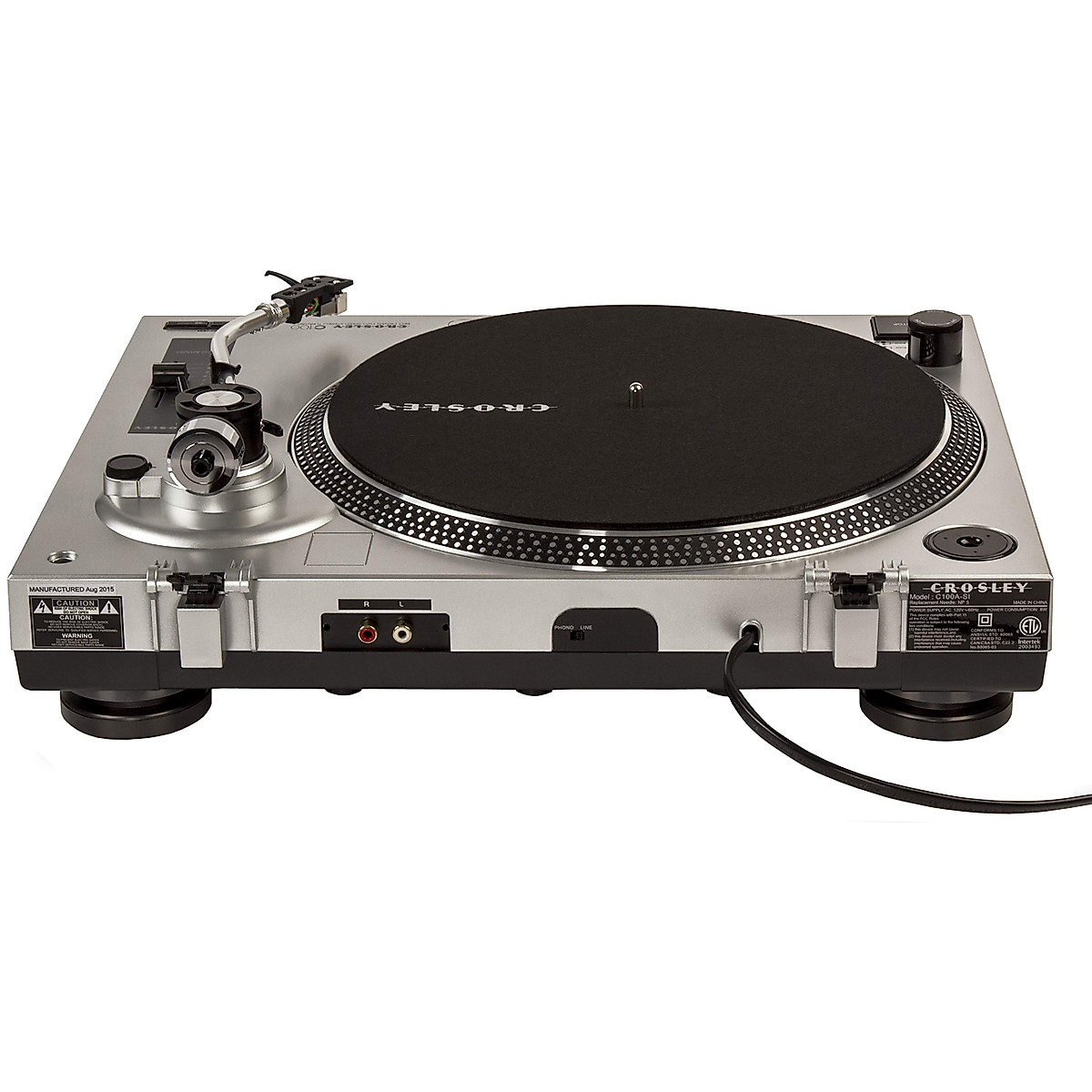 Crosley C100A-SI Belt-Drive Turntable Record Player with Adjustable Counterweight, Silver