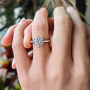 DovEggs Solitaire Moissanite Engagement Rings for Women 3ct 9mm GHI Color Heart Arrows Cut Moissanite Wedding Rings Classic Women`s Engagement Anniversary Ring 14K Gold QUALITY Sterling Silver(9)