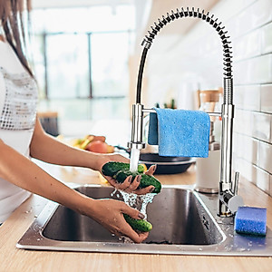 LUCKYERMORE Commercial Kitchen Faucet with Pull Down Sprayer, High Arc Stainless Steel, 360 Swivel Single Handle Single Hole Spring Sink Faucet, Chrome