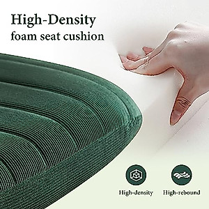 HoeuThien Armless Desk Chair No Wheels Wide Velvet Upholstered Office Chair Swivel Criss Cross Legs Large Seat Adjustable Height Accent Chair for Adults Dark Green