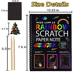 AICTIMO YCHOULEK Scratch Art for Kids 20 Sheets, Scratch Paper Rainbow Art Set Crafts Supplies Kits Sheet Pack for Kids, Chiristmas Birthday Gift for Girls Boys Ages for Kids Age 3 4 5 6 7 8 9 10+