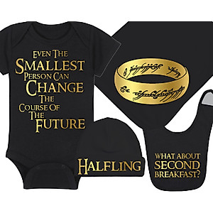 Fantasy Movie Baby Onesie - Even The Smallest Person Can Change The Course Of The Furture (3-6 Month - Pink Fabric - Black Design)