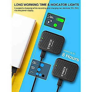 SYNCO Wireless Lavalier Microphones & Systems, G1(A1) 2.4GHz 1 Transmitter & 1 Receiver Lapel Mic for Vlog Streaming YouTube for DSLR Camera Smartphone Tablet, Wireless-Camera-Lav-Microphone-System