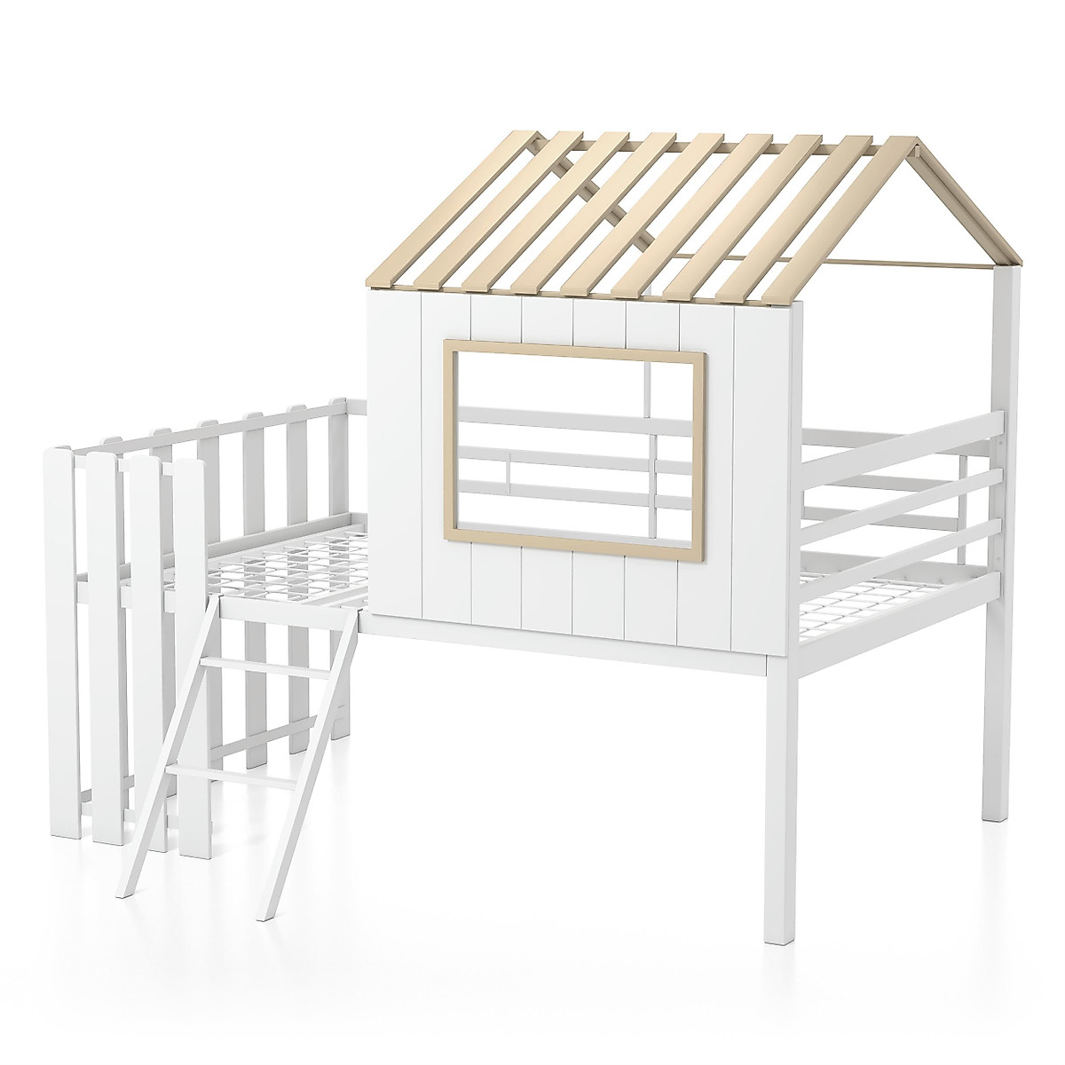 Furniture of America Cumberland Metal Playhouse Themed Twin Bed in White