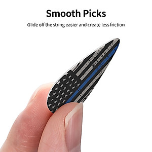 Classic Guitar Picks (12-Pack) for Eectric Guitar, Acoustic Guitar, Mandolin And Bass (One Size, Thin Blue Line Flag)