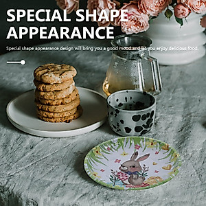 Veemoon 1 Pc Rabbit Easter Snacks Tray Easter Bunny Tray Salad Plate Round Wooden Trays Snack Serving Plate Appetizer Serving Salad Bowl Drink Garnish Dish Iron Plate Fruit Child