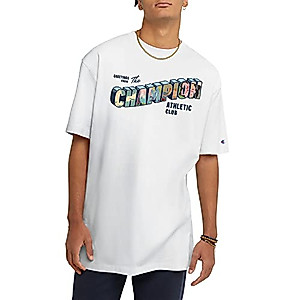 Champion, Classic, Soft and Comfortable T-Shirts for Men (2023 Graphics), White Postcard Script, XX-Large