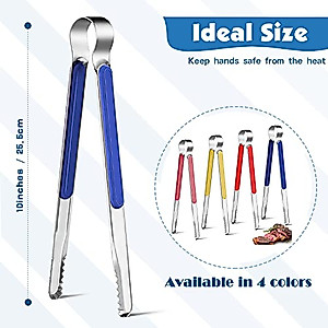 4Pcs Stainless Steel Kitchen Tongs, Serving Tongs for Cooking, 10" Metal Food Tongs with Non-Slip Comfort Grip, Non-Stick Cooking Tongs High Heat Resistant BBQ Tongs Grill Tongs for Barbecue Grilling…