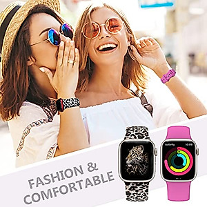 BMBMPT Compatible with Apple Watch Band 40mm 38mm 41mm Soft Silicone Sport Strap Replacement Wristbands for iphone iWatch Series 7 6 5 4 3 2 1 SE for Women Men 6 Pack leopard cheetah