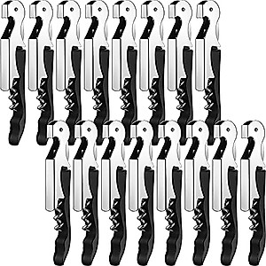 16 Pieces Wine Keys Opener Black Travel Corkscrew Wine Opener Waiter Corkscrew Wine Opener Beer Bottle Opener Bartender Key Wine Opener for Home Office Kitchen Restaurant Bar Applications