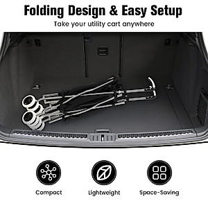 Safstar Folding Shopping Cart, Lightweight Grocery Cart with Dual Wheels & Removable Bag, Portable Utility Cart for for Market Shopping, Laundry Grocery, Picnic, Holds up to 24 Gal/120 LBS (Black)