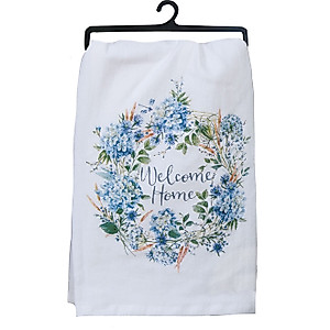 Welcome Home Blue Hydrangea Terry Towel and Flour Sack Kitchen Towel Set of 2 by Kay Dee Designs