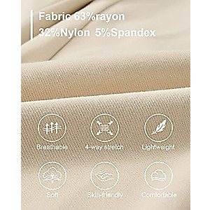 MoFiz Straight Leg Business Casual Dress Pants for Women Stretchy Office Work Teacher Petite Pants High Waisted Golf Slacks Pull On Trousers Khaki L