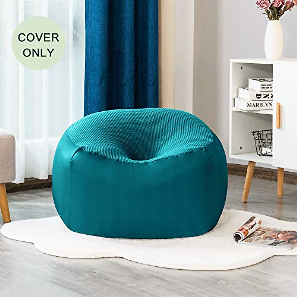 CHUN YI Spandex Bean Bag Chair Cover(No Filler), Stuffable Beanbags for Organizing Children Plush Toys or Memory Foam and Others Extra Large Seat Coat with Zipper(Large 31.5"x31.5"x17.5",Teal)