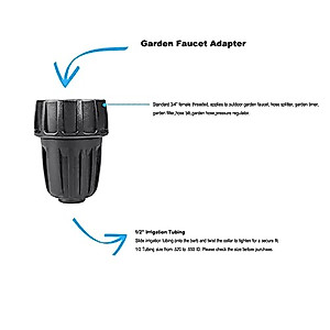 Yulaiyoen 1/2 Inch Drip Irrigation Tubing Faucet Adapter 3 Pack, 3/4" to 1/2" Irrigation Hose Adapter, 3/4 Inch Faucet Connector Garden Hose Adapter