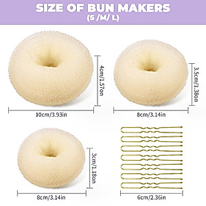 TsMADDTs Donut Bun Maker, 3PCS Hair Bun Maker with 20PCS Bobby Pins Blonde for Ballet Styling