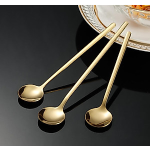 IZELOKAY 6.7 Inches 304 Stainless Steel Mixing Spoons, Stirring Spoons, Tea Spoons, Gold Teaspoons, Ice Tea Spoons, Set of 2 (Gold)