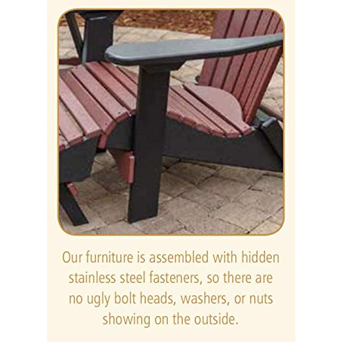 Weathered Wood-Poly Lumber Folding Adirondack Chair with Rolled Seating Heavy Duty Everlasting Lifetime PolyTuf HDPE - Made in USA - Amish Crafted