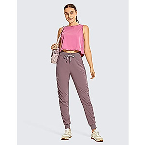 CRZ YOGA Women's Lightweight Workout Joggers 27.5" Ruched - Casual Outdoor Running Athletic Track Hiking Travel Pants (Ruched) Mauve X-Small