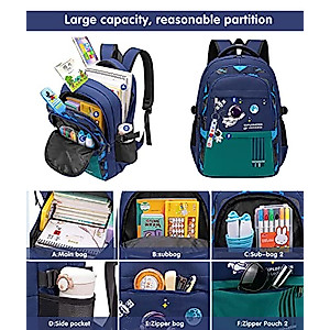 Astronaut Backpack for Boys Teens, Large Capacity School Bag Bookbag for Kids Elementary Middle (Blue Cyan)