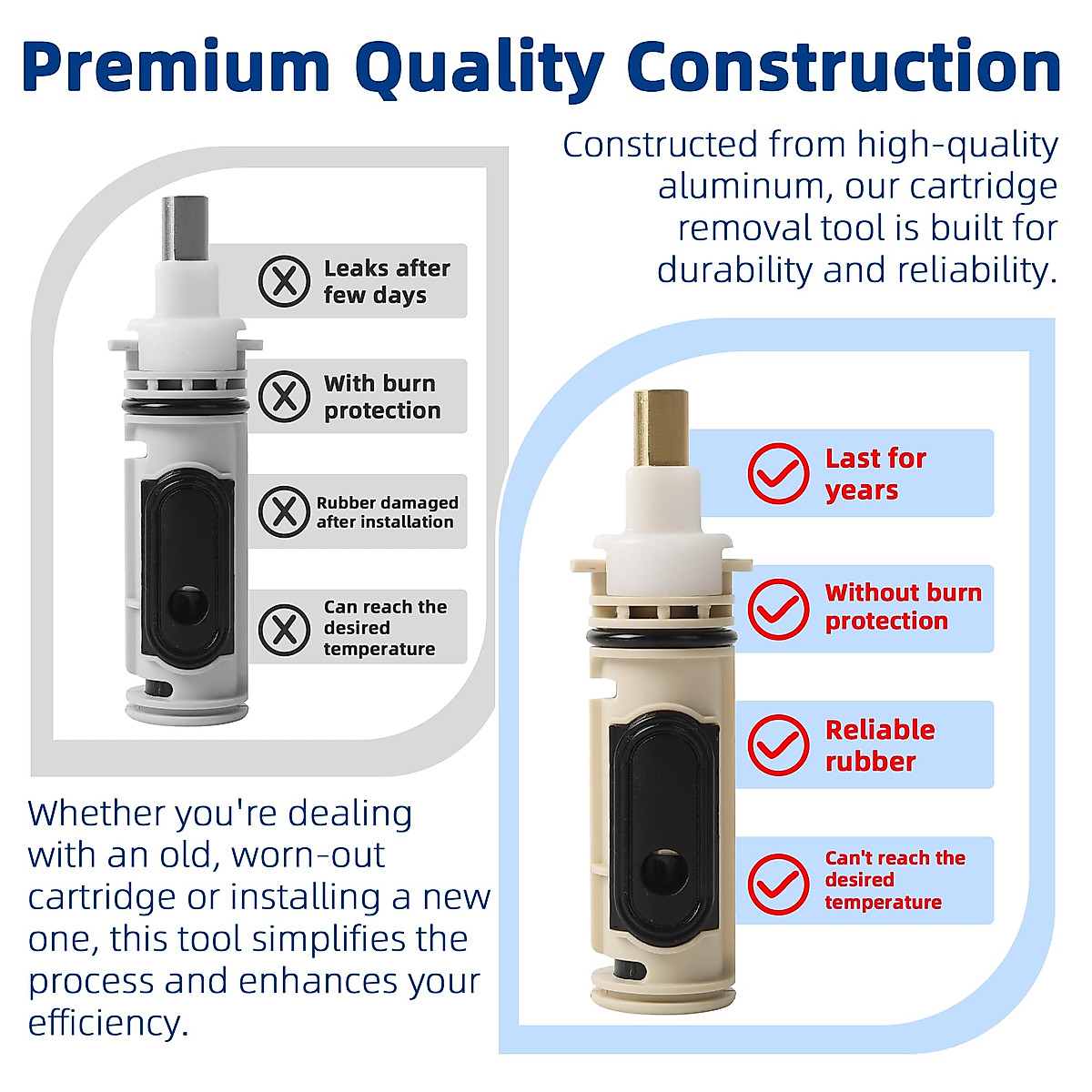 Calvana Bathroom Shower Valve Kit, Cartridge Removal Tool, Compatible with Moen 1222 One-Handle Posi Temp Faucets, Durable Brass & Plastic, Included Cartridge Puller Tool, Retainer Clip, Silicone Oil