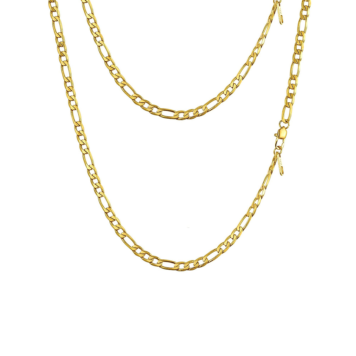 PROSTEEL Figaro Chain Gold Necklace 4mm Dainty Cute Chains 14 Inch Layered Necklaces For Men