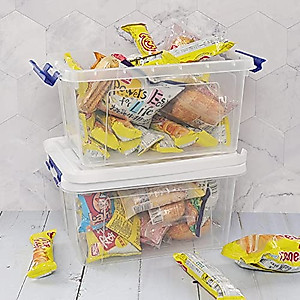 Bblina Small Plastic Storage Boxes, 6-pack Clear Boxes Totes with Lids, 6 Quarts