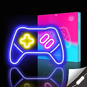 Lumoonosity Game Controller Neon Signs – Gamepad/Game Remote Neon Sign for Video/PC Gamer, Teen Boys' Gift - Game Zone LED Signs for Wall, Bedroom, Game Room Decor - Cool Gaming Console Neon Light