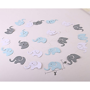 luckylibra Boy baby shower decorations, It is a Boy Banners Elephant Garland and Paper Lantern Paper Flower Pom Poms （Blue White Grey）
