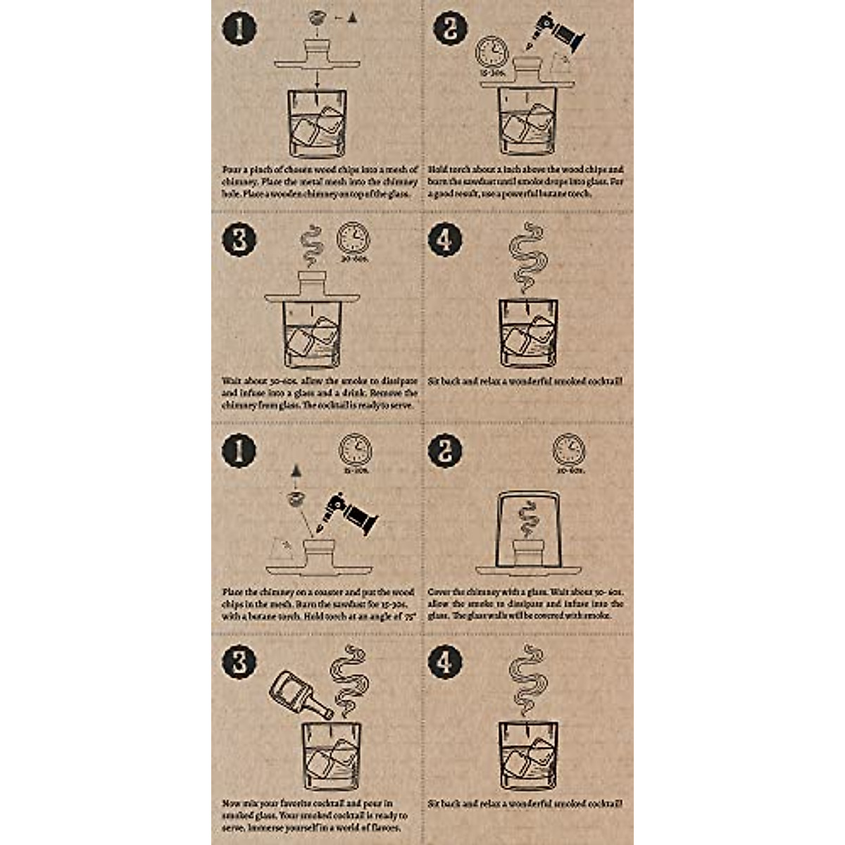 Smoke Top Cocktail Smoker Kit with Torch, 4 Delicious Wood Chips Flavors (Cherry, Apple, Oak, and Hickory) - Whiskey Smoker infuser Kit Home Bar Accessories - Bourbon Smoker for Old Fashioned Cocktails - TOPHAT