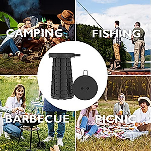 LOOVIU Portable Telescoping Stool, Camping Retractable Folding Stool with Carry Strap, Adjustable Height Plastic Stools for Camping Fishing Hiking BBQ Outdoor (Black)