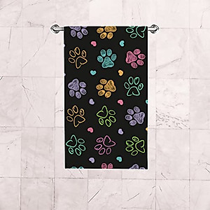 Hand Bath Towels 2 Pack Doodle Colorful Paws Print Absorbent Face Fingertip Towels for Bathroom Kitchen Gym Spa Soft Hair Drying Cloth Quick Dry, 30 x 15 Inch