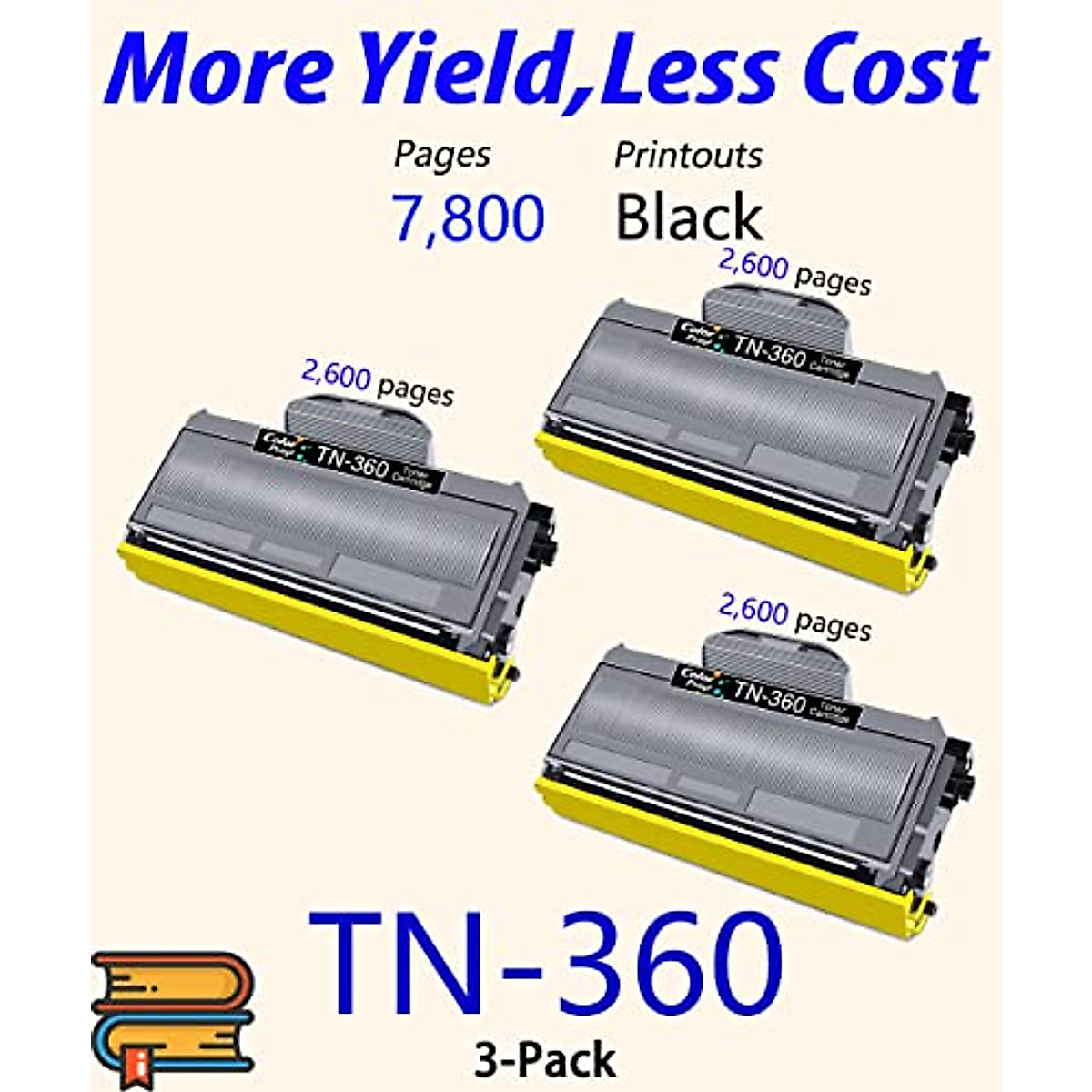 3-Pack ColorPrint Compatible TN360 Toner Cartridge Replacement for Brother TN360 TN330 TN-330 Work with HL-2140 HL-2170W MFC-7340 MFC-7440N MFC-7345N MFC-7840W DCP-7030 DCP-7040 Printer (Black)