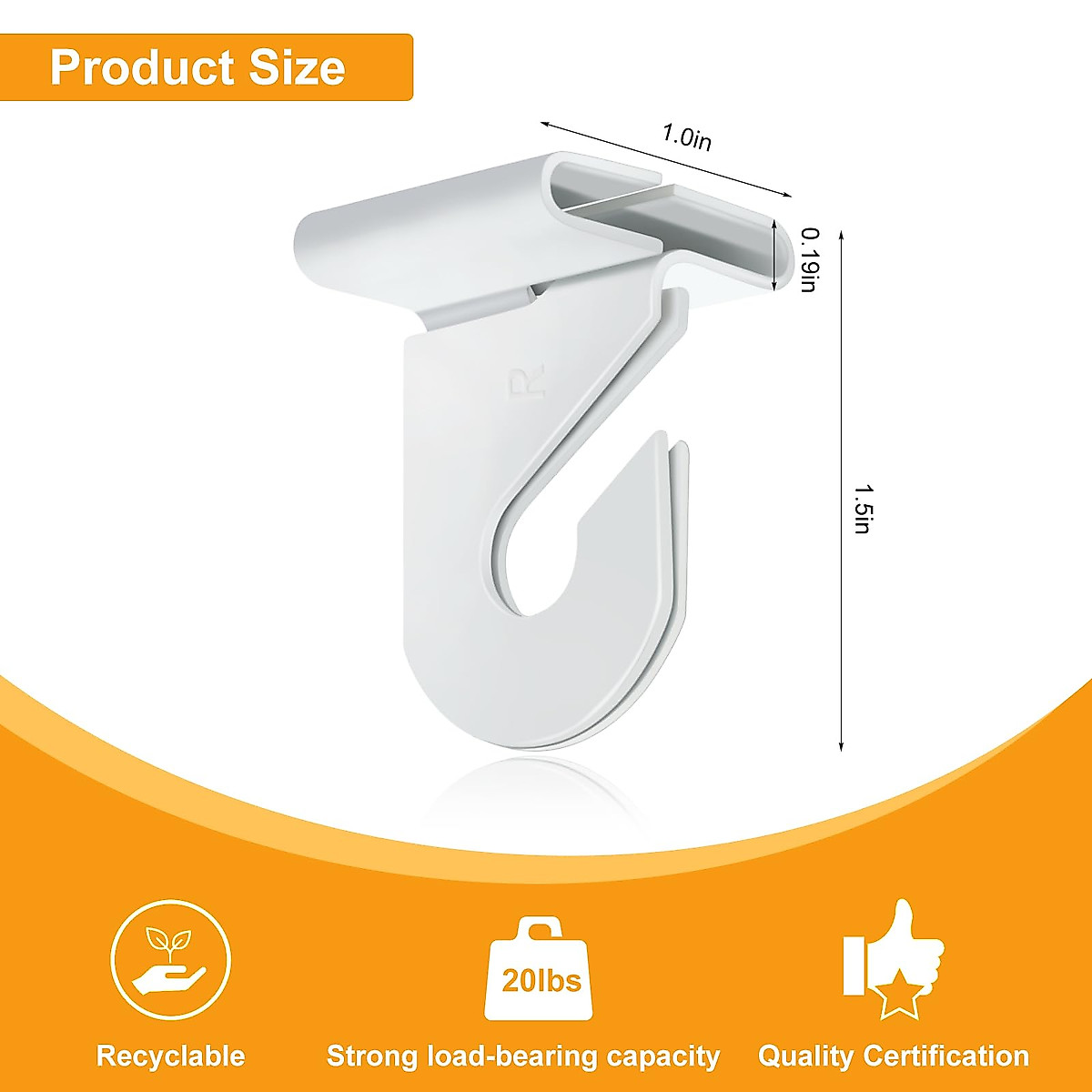 Vicenpal 100 Pair Drop Ceiling Hooks Bulk for Classrooms Hanging, Metal Suspended Track Tile Hooks Aluminum White Heavy Duty T Bar Clips, Hold up to 20 Lbs for School Offices Plants Decorations