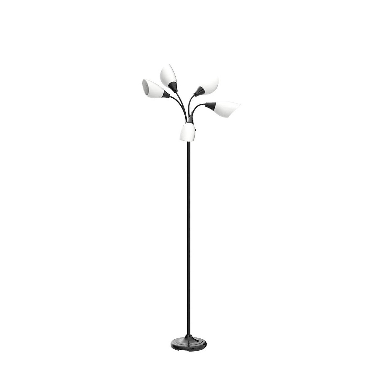 LIGHTACCENTS Modern Multi Head Floor Lamp - Medusa 5 Light Standing Lamp Tall Bedroom Lamp with 5 Positionable Bright Acrylic White Shades with 3-Light Mode Switch(Silver)