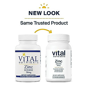 Vital Nutrients Zinc Citrate 30mg | Easily Absorbed Immune Support Supplement* | Vegan Zinc Supplement | Gluten, Dairy, Soy Free | Non-GMO | 30mg | 90 Capsules