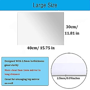 DARENYI 16"x12" Acrylic Mirror Sheet, Flexible Non Glass Body Mirror Tiles Large Self Adhesive Mirror Stickers for Bathroom Bedroom Home Wall Decor (1pc)