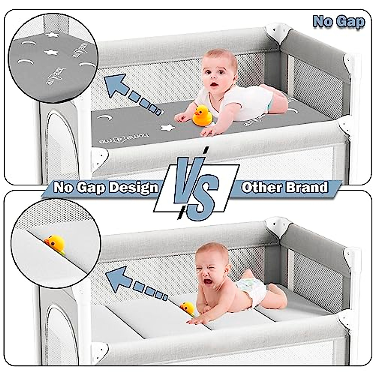 Home4me Pack and Play Mattress,38"x26"x3"Portable Mini Crib Mattress, Dual Sided (Firm & Soft) Memory Foam Playpen Mattress with Washable Cover Memory Foam Waterproof Crib Mattress Topper