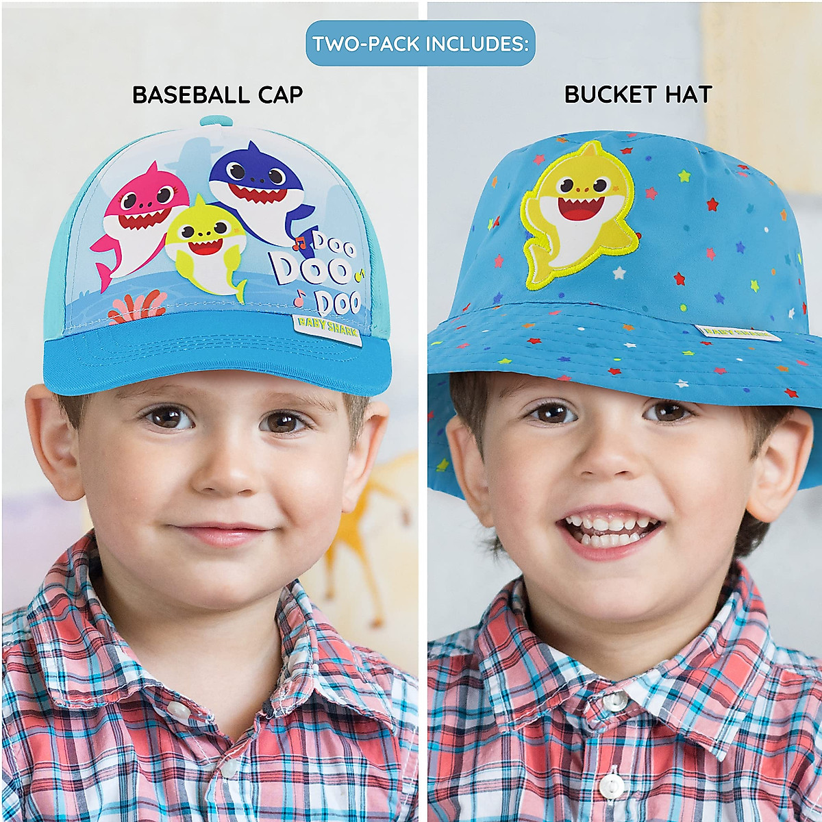 Nickelodeon Boys Bucket Hat & Baseball Cap, Baby Shark Toddler Sun Hat For Ages 2-4