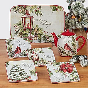 Certified International Silent Night Rectangular Platter, 14" X 10", Multicolor